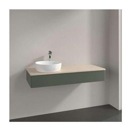 Villeroy & Boch Villeroy und Boch Antao Waschtisch-Unterschrank L11013HL mit Beleuchtung, 1 Auszug, 1200 x 190 x 500 mm, Front ohne Struktur, Leaf Green Matt Lacquer / Botticino