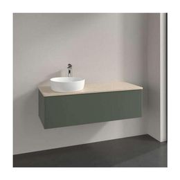 Villeroy & Boch Villeroy und Boch Antao Waschtisch-Unterschrank L33013HL mit Beleuchtung, 1 Auszug, 1200 x 360 x 500 mm, Front ohne Struktur, Leaf Green Matt Lacquer / Botticino