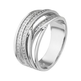Fingerring Jobo Gr. 52, silber (silber 925), Fingerringe, Damen, 52, Silber 925 (Sterlingsilber), Fingerring, 925 Silber mit 73 Zirkonia