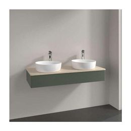 Villeroy & Boch Villeroy und Boch Antao Waschtisch-Unterschrank L13153HL mit Beleuchtung, 1 Auszug, 1200 x 190 x 500 mm, Front mit Struktur, Leaf Green Matt Lacquer / Botticino