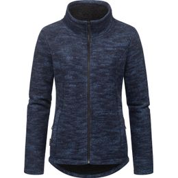 Strickjacke Ragwear "Liram Melange", Damen, Gr. M (38), blau (navy), Grobstrick, Obermaterial: 56% Baumwolle, 44% Polyester; Innenfutter: 100% Polyester, figurumspielend hüftbedeckend, hoch geschlossener Ausschnitt, Ärmel ohne Ärmelschlitz abgesteppte Kante, Strickjacken Strickjacke, Kuschelige Übergangsjacke in Strick-Optik
