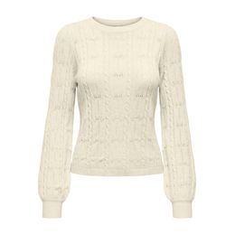 Strickpullover Only "ONLKATIA LS STRUCTURE O-NECK PULL CC KNT", Damen, Gr. L, baby's breath, Strick, Obermaterial: 50% Viskose, 27% Nylon, 23% Polyester, unifarben, regular fit normal, Rundhals, Rippbündchen, Pullover Strickpullover