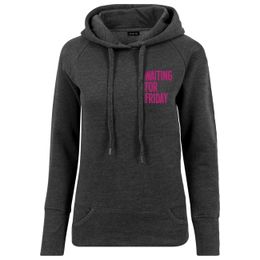 Kapuzenpullover MisterTee "MisterTee Damen Ladies Waiting For Friday Hoody", Damen, Gr. L, charcoal, 60% Baumwolle, 40% Polyester, unifarben, normal, Pullover Kapuzenpullover