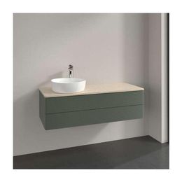 Villeroy & Boch Villeroy und Boch Waschtisch-Unterschrank L22113HL mit Beleuchtung, 2 Ausz&uuml;ge, 1200 x 360 x 500 mm, Front mit Struktur, Leaf Green Matt Lacquer / Botticino