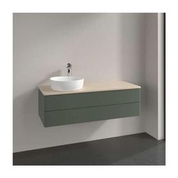 Villeroy & Boch Villeroy und Boch Antao Waschtisch-Unterschrank L22053HL mit Beleuchtung, 2 Ausz&uuml;ge, 1200 x 360 x 500 mm, Front ohne Struktur, Leaf Green Matt Lacquer / Botticino