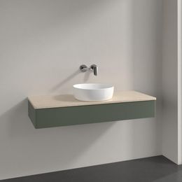 Villeroy & Boch Villeroy und Boch Antao Waschtisch-Unterschrank K10013HL 120x19x50cm, Waschbeckenplattenfarbe botticino, leaf green matt lacquer