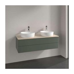 Villeroy & Boch Villeroy und Boch Antao Waschtisch-Unterschrank L24053HL mit Beleuchtung, 2 Auszüge, 1200 x 360 x 500 mm, Front ohne Struktur, Leaf Green Matt Lacquer / Botticino