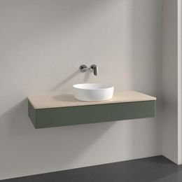 Villeroy & Boch Villeroy und Boch Antao Waschtisch-Unterschrank K10113HL 120x19x50cm, Waschbeckenplattenfarbe botticino, leaf green matt lacquer
