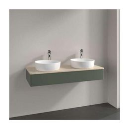 Villeroy & Boch Villeroy und Boch Antao Waschtisch-Unterschrank L13013HL mit Beleuchtung, 1 Auszug, 1200 x 190 x 500 mm, Front ohne Struktur, Leaf Green Matt Lacquer / Botticino