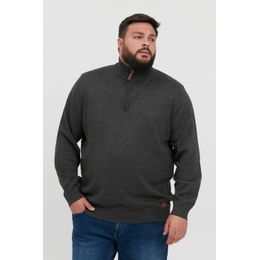 Strickpullover Blend "BHRobin Big & Tall", Jungen, Gr. 6XL, charcoal mix, Feinstrick, 50% Baumwolle, 50% Polyacryl, unifarben, regular fit normal, ohne Ausschnitt, eingesetzt, Pullover Strickpullover, Strickpullover mit Leder-Patch