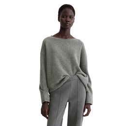 Marc O'Polo Strickpullover MARC O'POLO "aus flauschiger Lambswool", Damen, Gr. L, warm granite melange, Obermaterial: 100% Schurwolle, unifarben, U-Boot-Ausschnitt, Pullover Strickpullover