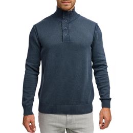 INDICODE Jungen Strickpullover "INNiels &frac12; Placket"sky captain, Gr. M, unifarben, Strick, Obermaterial: 100% Baumwolle, Pullover