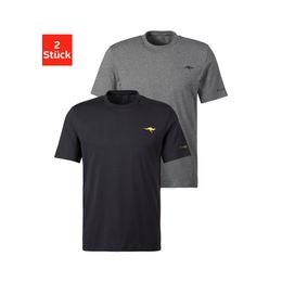 T-Shirt Kangaroos, Herren, Gr. XL, grau (grau, meliert, anthrazit), Single Jersey, Obermaterial: 100% Baumwolle, unifarben, Basic, bequem normal, Rundhals, Shirts T-Shirt, mit Kangaroos Print auf der Brust