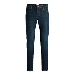 Jack & Jones Slim-fit-Jeans JACK & JONES "JJIGLENN JJEVAN JJ 677 NOOS", Herren, Gr. 36, L&auml;nge 32, blau denim, Denim/Jeans, Obermaterial: 79% Baumwolle, 20% Lyocell, 1% Elasthan, Abriebeffekte, slim fit kn&ouml;chellang, Jeans Slim-fit-Jeans