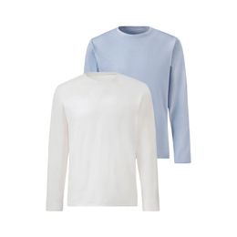 Langarmshirt John Devin "mit Slub-Garn Struktur", Herren, Gr. XL (56/58), blau (hellblau, sanftes wei&szlig;), Slub, Obermaterial: 100% Baumwolle, unifarben, bequem lang, Rundhals, abgesteppte Kante, Shirts Langarmshirt, Longsleeve aus leichter, strukturierter Baumwollqualit&auml;t