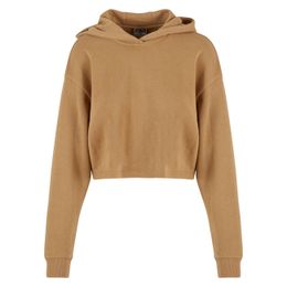 Kapuzenpullover Urban Classics "Urban Classics Damen Ladies Oversized Cropped Light Terry Hoodie", Damen, Gr. L, unionbeige, 35% Baumwolle, 35% Baumwolle (Bio), 30% Polyester, unifarben, normal, ohne Ausschnitt, Pullover Kapuzenpullover