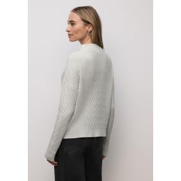 Strickpullover Street One, Damen, Gr. 42, pelican grau meliert, Web, 50% Viskose, 28% Polyester, 22% Polyamid, unifarben, regular fit normal, Rundhals, Bündchen, Pullover Strickpullover