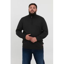 Strickpullover Blend "BHRobin Big & Tall", Jungen, Gr. 5XL, schwarz, Feinstrick, 50% Baumwolle, 50% Polyacryl, unifarben, regular fit normal, ohne Ausschnitt, eingesetzt, Pullover Strickpullover, Strickpullover mit Leder-Patch
