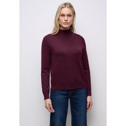 Rollkragenpullover Street One, Damen, Gr. 42, wildberry rot, Stoff, 71% Viskose, 29% Nylon, unifarben, normal normal, hoch geschlossener Ausschnitt, elastischer Bund, Pullover Rollkragenpullover, Feinstrick
