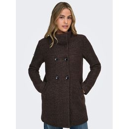 Langjacke Only "ONLNEWSOPHIA WOOL COAT OTW CC", Damen, Gr. S, chocolate torte detail:melange, Web, Obermaterial: 70% Polyester, 30% Wolle, meliert, regular fit Po-bedeckend, Jacken Langjacke, mit Wolle