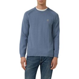 s.Oliver Damen Rundhalspulloverdusty blau, Gr. L, unifarben, Strick, Obermaterial: 100% Baumwolle, Pullover, mit Logo Stickerei