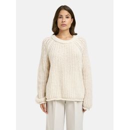 Smith & Soul Rundhalspullover SMITH & SOUL, Damen, Gr. L, wool wei&szlig;, Material: 42% Polyacryl, 30% Polyamid, 14% Mohair, 14% Wolle, unifarben, regular fit normal, Rundhals, Raglan&auml;rmel Rollsaum, Pullover Rundhalspullover, aus Grobstrick