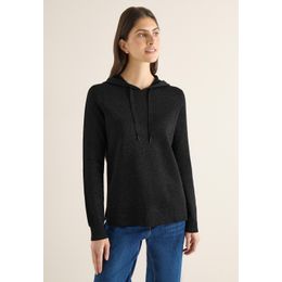 Kapuzenpullover Cecil, Damen, Gr. L (42), schwarz, Web, 41% Baumwolle, 34% Polyacryl, 22% metallisierte Fasern, 3% Nylon, unifarben, comfort fit normal, ohne Ausschnitt, Rippbündchen, Pullover Kapuzenpullover