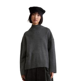 Marc O'Polo Stehkragenpullover MARC O'POLO DENIM "aus softem Wolle-Mix", Damen, Gr. L, anthra melange, Obermaterial: 45% Wolle (Schafwolle), 35% Polyamid, 20% Baumwolle, unifarben, Pullover Stehkragenpullover