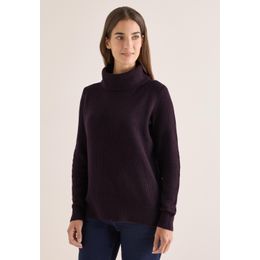 Strickpullover Cecil, Damen, Gr. L (42), eggplant rot, Feinstrick, 44% Nylon, 28% Polyacryl, 24% Baumwolle, 4% Elasthan, unifarben, comfort fit normal, hoch geschlossener Ausschnitt, Rippb&uuml;ndchen, Pullover Strickpullover, mit gro&szlig;em Kragen