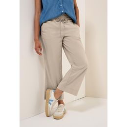 7/8-Hose Cecil "Style Neele", Damen, Gr. XXL (46), L&auml;nge 26, beige (boulder beige), Web, Obermaterial: 66% Baumwolle, 30% Polyester, 4% Elasthan, unifarben, normal 7/8-L&auml;nge, Hosen 7/8-Hose, mit elastischem Bund und Tunnelzug