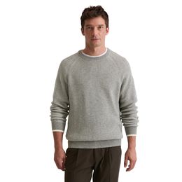 Marc O'Polo Rundhalspullover MARC O'POLO, Damen, Gr. M, grau melange, Strick, Obermaterial: 71% Baumwolle, 19% Schurwolle, 10% Polyamid, regular fit normal, Rundhals, B&uuml;ndchen, Pullover Rundhalspullover