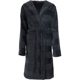 Unisex-Bademantel Vossen "Santiago, ideal f&uuml;r Sauna & Spa, Hotelbademantel, Morgenmantel" Gr. XS, schwarz, L:109cm, Webfrottier, Hausm&auml;ntel