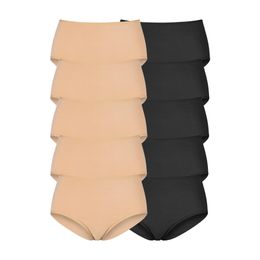 Taillenslip Petite Fleur, Damen, Gr. 32/34, schwarz (beige, schwarz), Single Jersey, Obermaterial: 95% Baumwolle, 5% Elasthan, unifarben, körpernah, Unterhosen Taillenslip, aus elastischer Baumwolle, Topseller