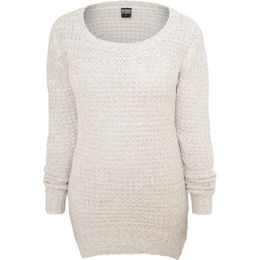 Rundhalspullover Urban Classics "Urban Classics Damen Ladies Long Wideneck Sweater", Damen, Gr. S, sanftes wei&szlig;, 100% Polyacryl, unifarben, normal, Balconnet, Pullover Rundhalspullover