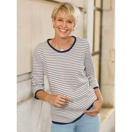 Classic Basics Damen 3/4 Arm-Pullover "Pullover"ecru, dunkelblau, gemustert, Gr. 42, gemustert, mehrfarbig, 100% Polyacryl, Pullover
