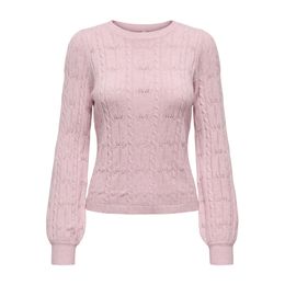 Strickpullover Only "ONLKATIA LS STRUCTURE O-NECK PULL CC KNT", Damen, Gr. S, burnished lila detail:melange, Strick, Obermaterial: 50% Viskose, 27% Nylon, 23% Polyester, meliert, regular fit normal, Rundhals, Rippbündchen, Pullover Strickpullover