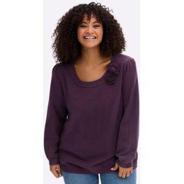 Strickpullover sheego "Pullover", Damen, Gr. 40/42, aubergine, 50% Viskose, 28% Polyester, 22% Polyamid, unifarben, Pullover Strickpullover