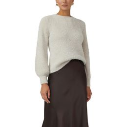 Strickpullover s.Oliver BLACK LABEL, Damen, Gr. 42, beige, Strick, Obermaterial: 52% Polyester, 38% Polyamid, 5% Wolle, 3% Elasthan, 2% metallisierte Fasern, unifarben, regular fit normal, Rundhals, Rippbündchen, Pullover Strickpullover, mit Rippbündchen