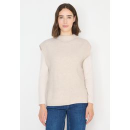 Pullunder Cecil, Damen, Gr. L (42), oat milk beige melange, Web, 37% Baumwolle, 34% Polyacryl, 26% Polyester, 3% Elasthan, meliert, comfort fit normal, Rundhals, abgesteppt, Pullover Pullunder, mit Materialmix