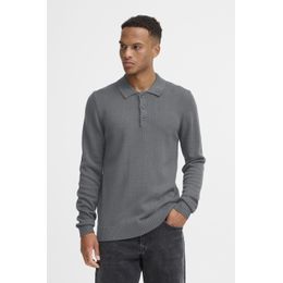 Strickpullover Blend "BHDENO", Jungen, Gr. S, iron gate, Grobstrick, 50% Baumwolle, 50% Polyacryl, unifarben, Basic, normal normal, ohne Ausschnitt, Pullover Strickpullover, Stilvoller Strickpullover mit Polo-Kragen