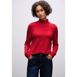 Street One Damen Rollkragenpulloverracing rot, Gr. 44, unifarben, Stoff, 71% Viskose, 29% Nylon, Pullover, Feinstrick