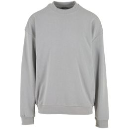 Rundhalspullover Urban Classics "Urban Classics Light Terry Crew", Damen, Gr. 4XL, lightasphalt, 75% Baumwolle, 25% Polyester, unifarben, normal, Rundhals, Pullover Rundhalspullover