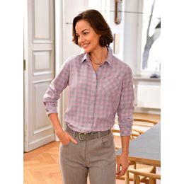 Hemdbluse Casual Looks, Damen, Gr. 38, rosa (hortensie, kariert), 75% Baumwolle, 25% Polyester, gemustert, kariert, mehrfarbig, Blusen Hemdbluse