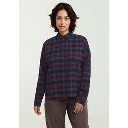 Flanellbluse Jack Wolfskin "BAJA FLANNEL SHIRT W", Damen, Gr. S (36), blau (check, schwarznavy), Obermaterial: 100% Baumwolle, Blusen