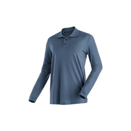 Poloshirt Maier Sports "Ulrich L/S", Herren, Gr. XL, blau (jeansblau), 100% Polyester, Shirts, Herren Funktionsshirt, langarm Freizeitshirt mit Hemdkragen, Reg. Fit
