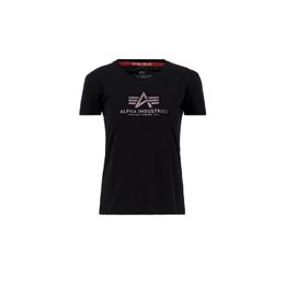 T-Shirt Alpha Industries "New Basic T-Shirt BL Glitter W", Damen, Gr. S, schwarz, Obermaterial: 100% Baumwolle, Shirts T-Shirt
