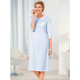 w&auml;schepur Nachthemd W&Auml;SCHEPUR "Nachthemd", Damen, Gr. 44/46, Normalgr&ouml;&szlig;en, blau (bleu, gestreift), 100% Baumwolle, gemustert, gestreift, Kleider Nachthemd