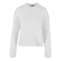 Rundhalspullover Urban Classics "Urban Classics Damen Ladies Feather Mock Neck Sweater", Damen, Gr. 3XL, wei&szlig;, 51% Polyacryl, 49% Polyimid, unifarben, relaxed fit, Rundhals, Pullover Rundhalspullover