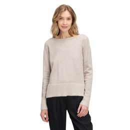 Strickpullover Betty Barclay "Damen mit Pailletten", Damen, Gr. 48, beige (taupe melange), Strick, Obermaterial: 40% Baumwolle, 36% Polyamid, 22% Polyester, 2% Elasthan, gerade normal, U-Boot-Ausschnitt, Pullover Strickpullover