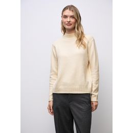 Stehkragenpullover Street One, Damen, Gr. 46, soft beige, Web, 37% Polyacryl, 29% Baumwolle, 29% Polyester, 5% Nylon, unifarben, normal normal, hoch geschlossener Ausschnitt, Rippb&uuml;ndchen, Pullover Stehkragenpullover